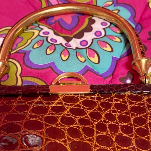 Crown Vintage | Bags | Vtg Crown Handbags Brown Genuine Crocodile Brass ...